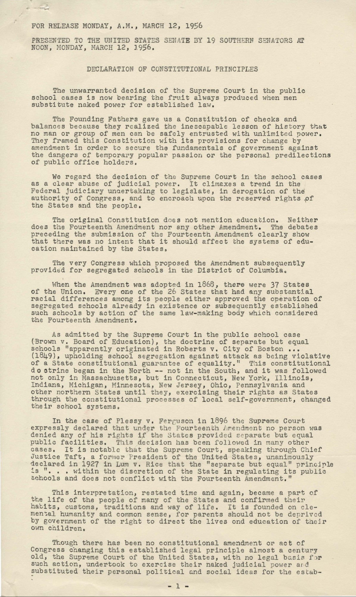 SOUTHERN MANIFESTO - The Moton School Story